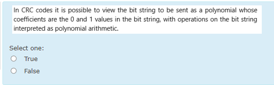 Solved In CRC codes it is possible to view the bit string to | Chegg.com