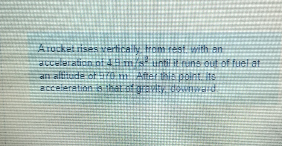 Solved A rocket rises vertically, from rest, with | Chegg.com