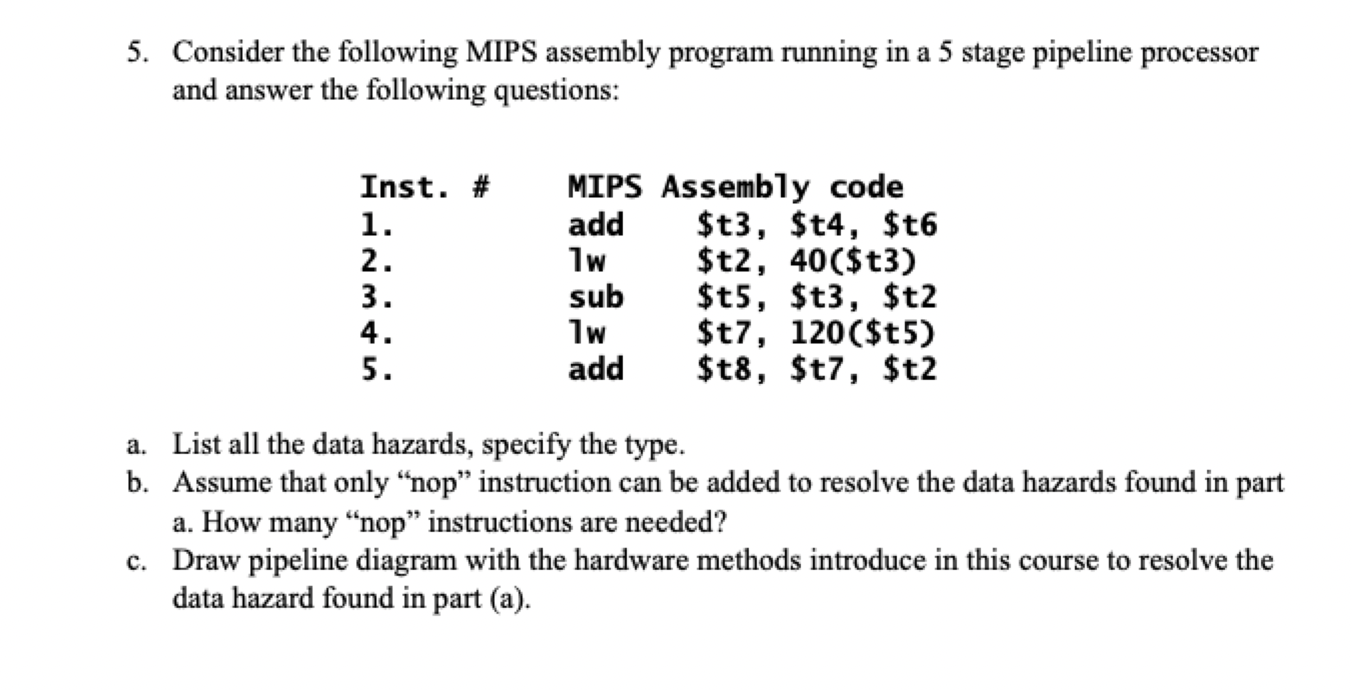 Solved Consider the following MIPS assembly program running | Chegg.com