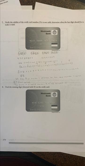 Solved 7. Verify the validity of the credit card number. If | Chegg.com