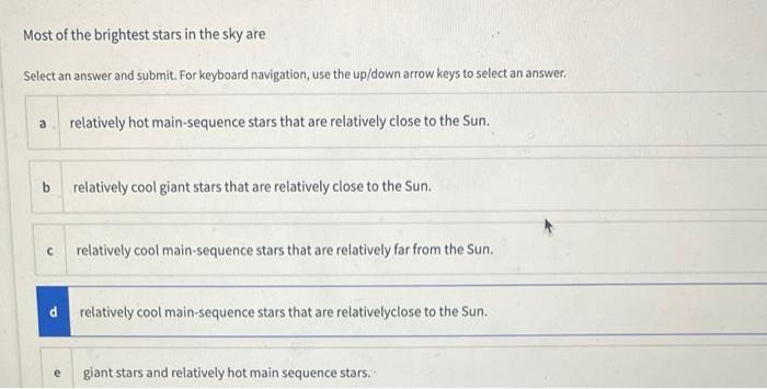 Solved Most of the brightest stars in the sky are Select an | Chegg.com