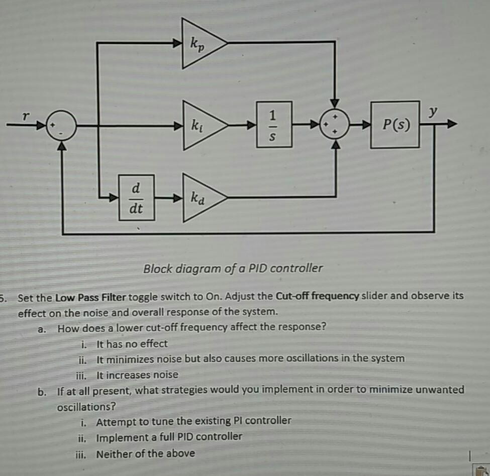 Solved kp 1 ki P(s) ka dt Block diagram of a PID controller | Chegg.com