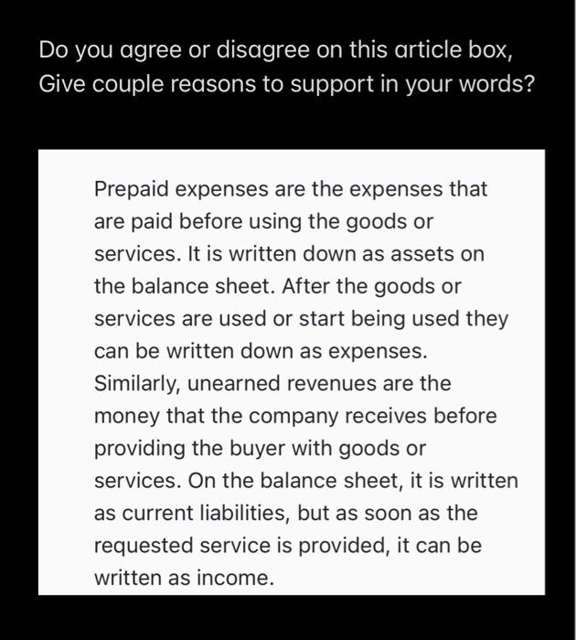 Solved Do you agree or disagree on this article box, Give | Chegg.com