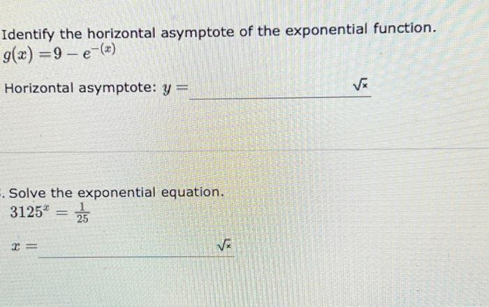 Solved Identify the horizontal asymptote of the exponential | Chegg.com