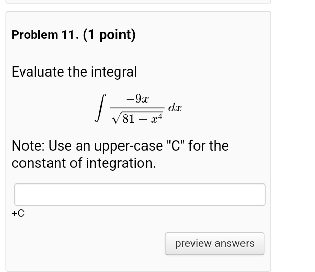 Solved Problem 11. (1 ﻿point)Evaluate the | Chegg.com