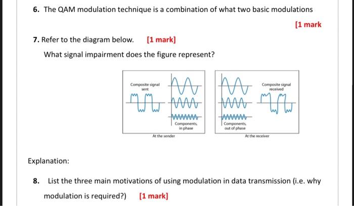 Solved 6. The QAM modulation technique is a combination of | Chegg.com