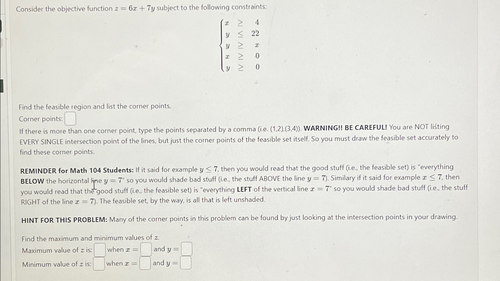 Solved Consider The Objective Function Z 6x 7y ﻿subject To