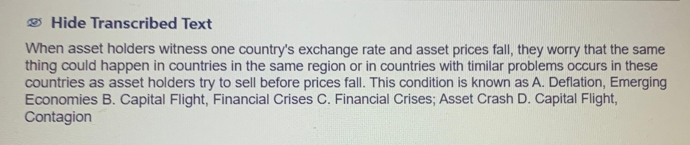 Solved Hide Transcribed TextWhen asset holders witness one | Chegg.com