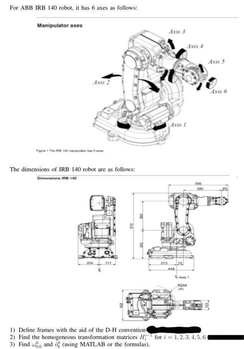 Solved For ABB IRB 140 robot, it has 6 axes as follows: | Chegg.com