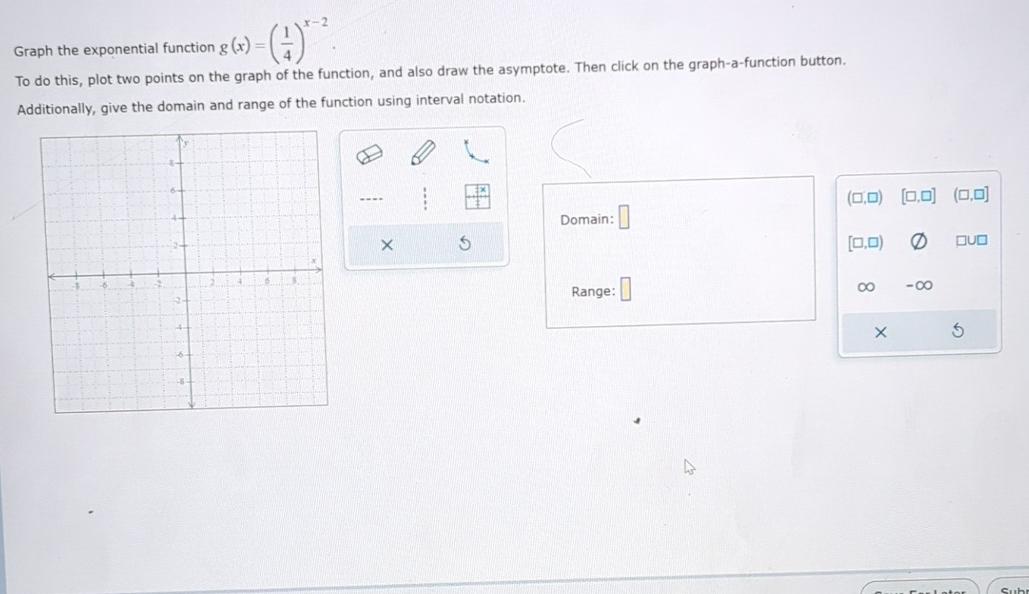 Solved Graph the exponential function g(x)=(14)x-2.To do | Chegg.com