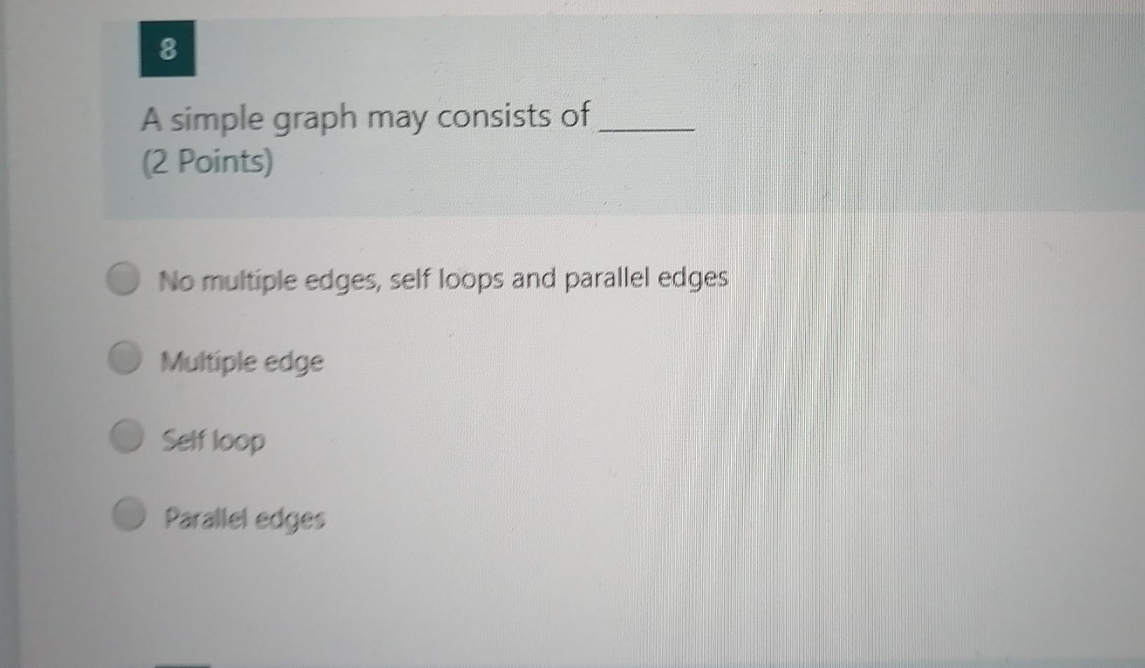 Solved 8 A simple graph may consists of (2 Points) No | Chegg.com