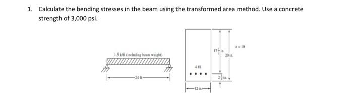 Solved 1. Calculate the bending stresses in the beam using | Chegg.com