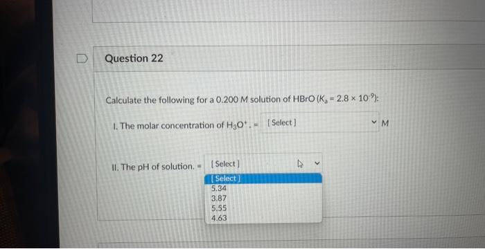 Solved Calculate the following for a 0.200M solution of | Chegg.com