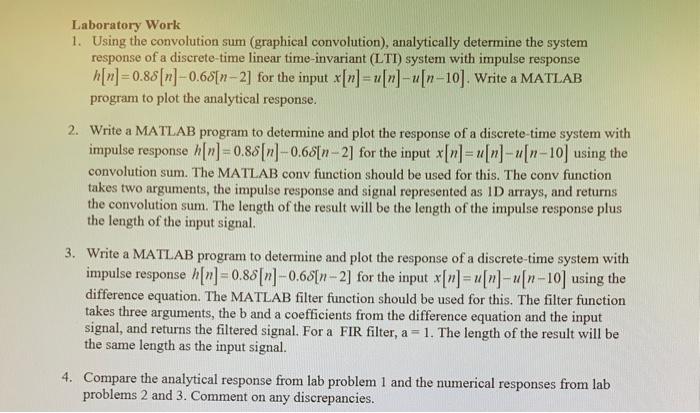 Solved Laboratory Work 1 Using The Convolution Sum 