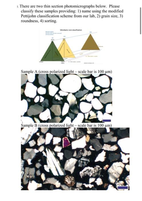 Solved 1. There are two thin section photomicrographs below. | Chegg.com