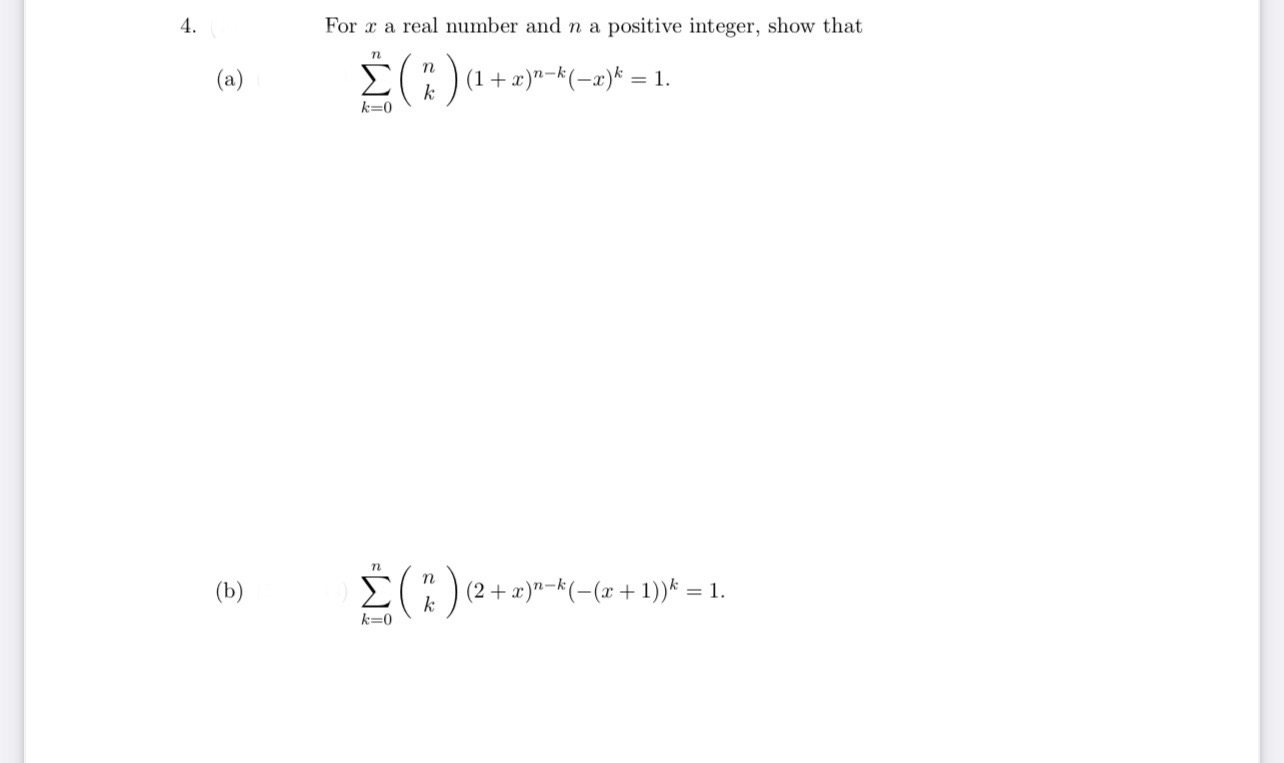Solved For x ﻿a real number and n ﻿a positive integer, show | Chegg.com