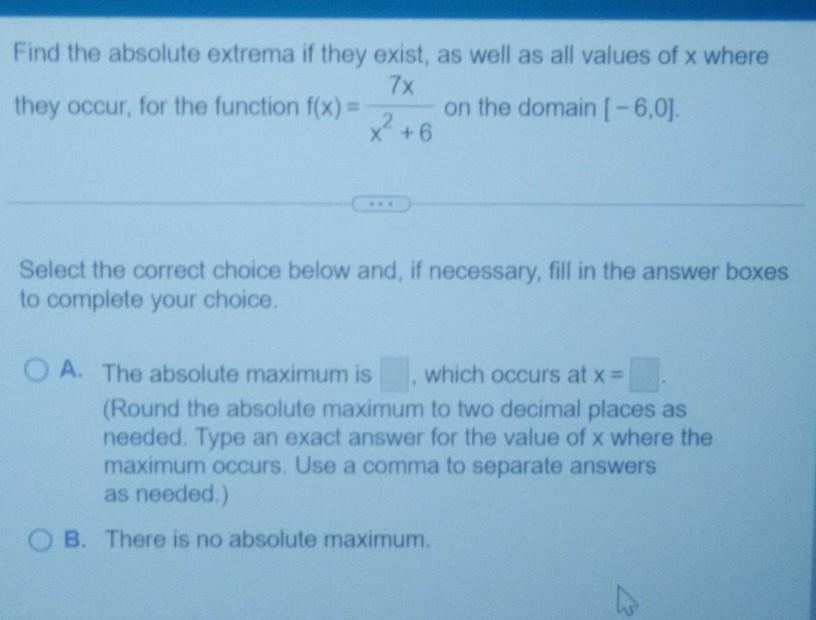 Solved Find the absolute extrema if they exist, as well as | Chegg.com