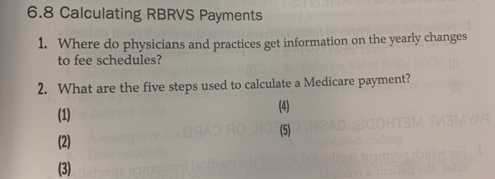 Solved 6.8 Calculating RBRVS Payments 1. Where do physicians | Chegg.com