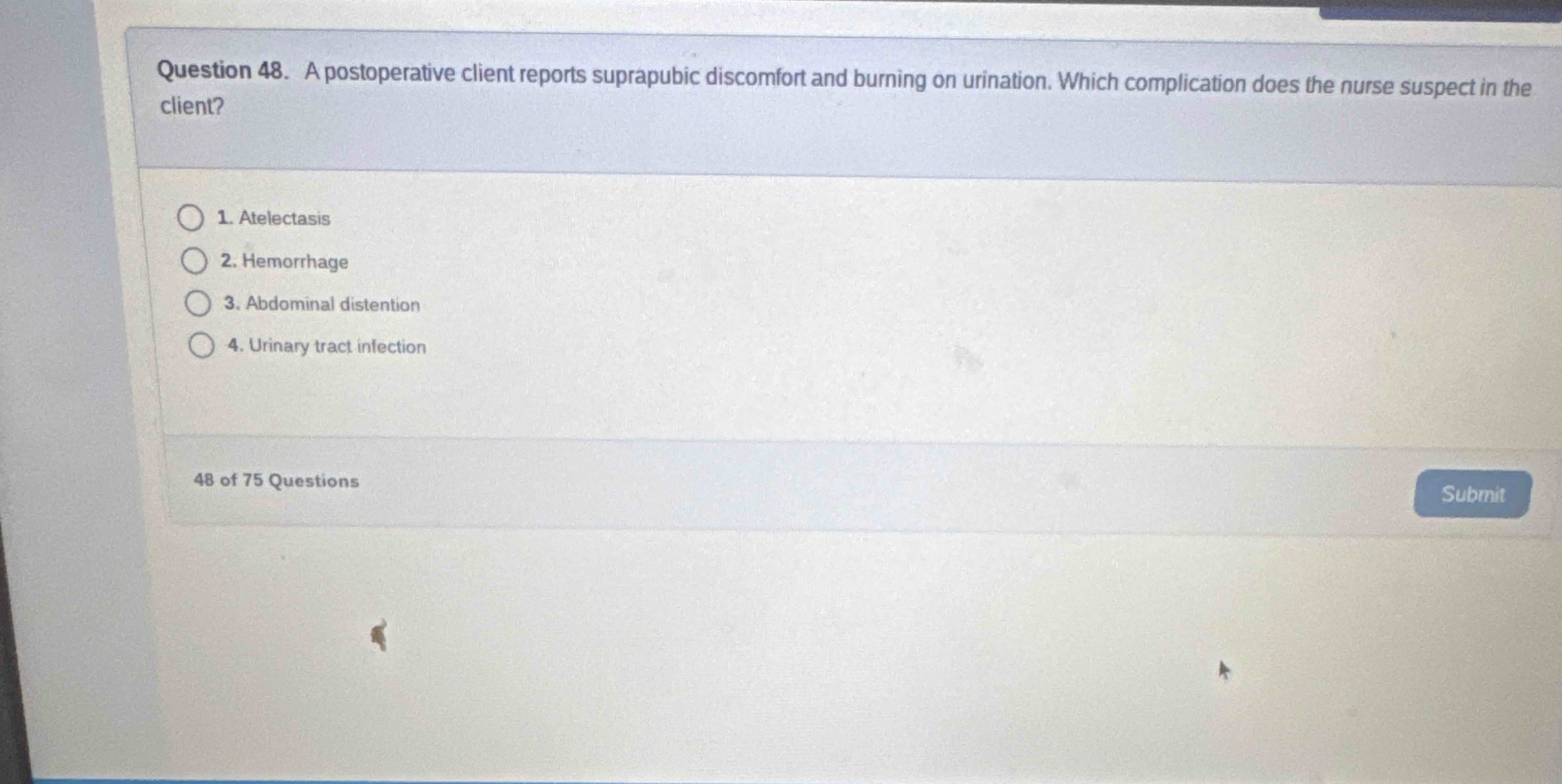 Solved Question 48. ﻿A postoperative client reports | Chegg.com