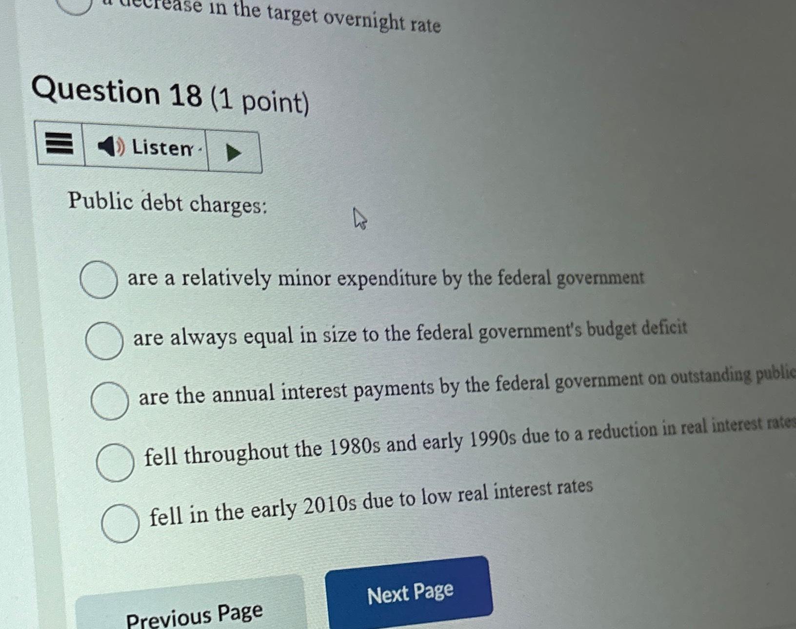 Solved in the target overnight rateQuestion 18 (1 | Chegg.com