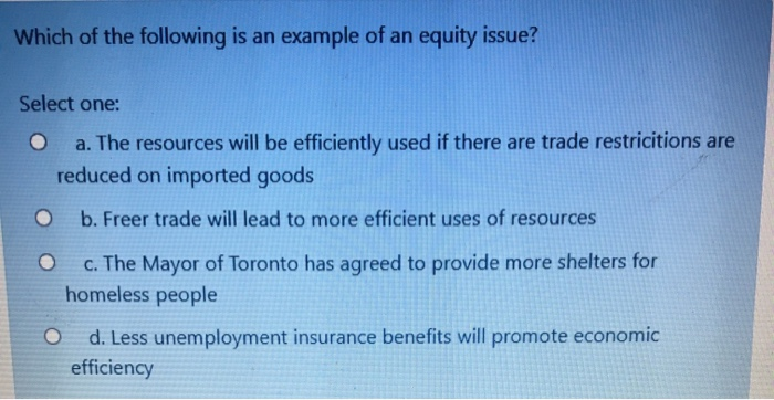 Solved Which of the following is an example of an equity | Chegg.com