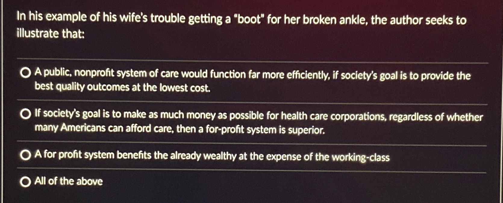 Solved In his example of his wife's trouble getting a "boot" | Chegg.com