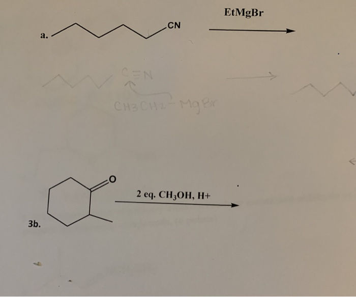 Solved EtMgBr 2 eq. CH3OH, H+ | Chegg.com