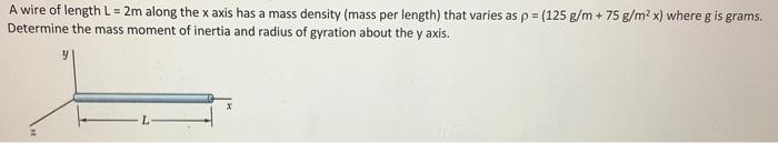 Solved A wire of length L = 2m along the x axis has a mass | Chegg.com
