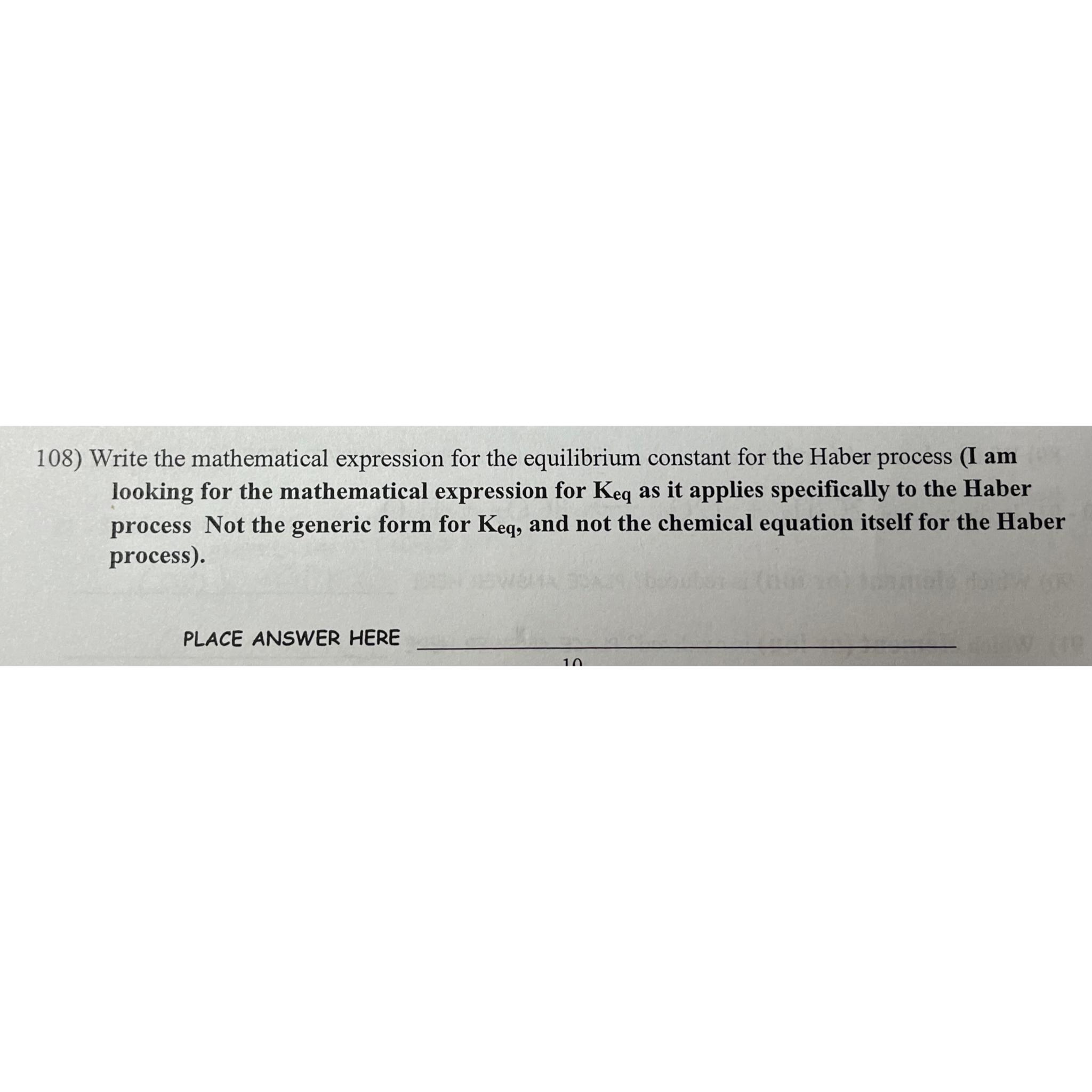 Solved Write the mathematical expression for the equilibrium | Chegg.com