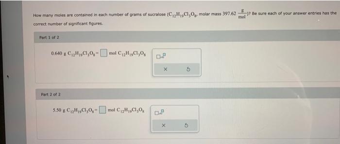 Solved tow many moles are contained in each number of grams | Chegg.com