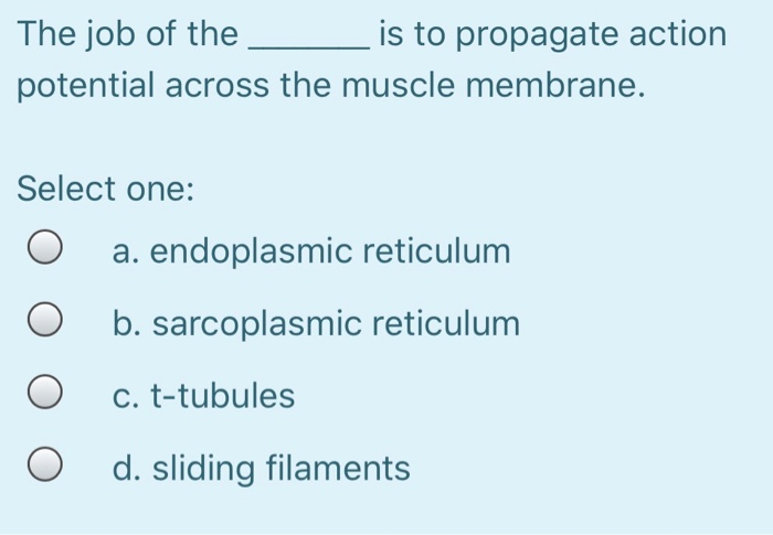 Solved The job of the is to propagate action potential | Chegg.com