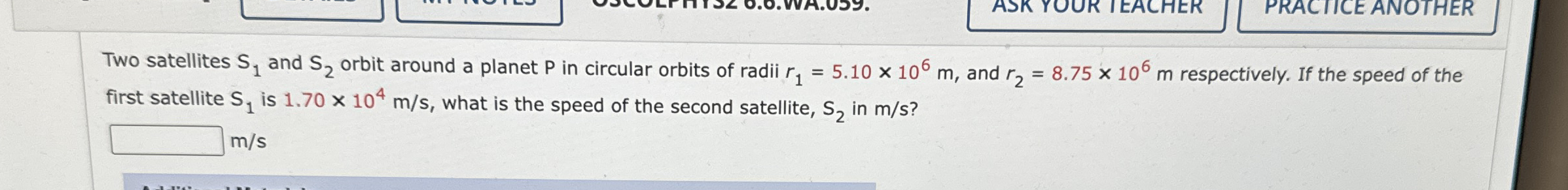 Solved Two satellites S1 ﻿and S2 ﻿orbit around a planet P | Chegg.com