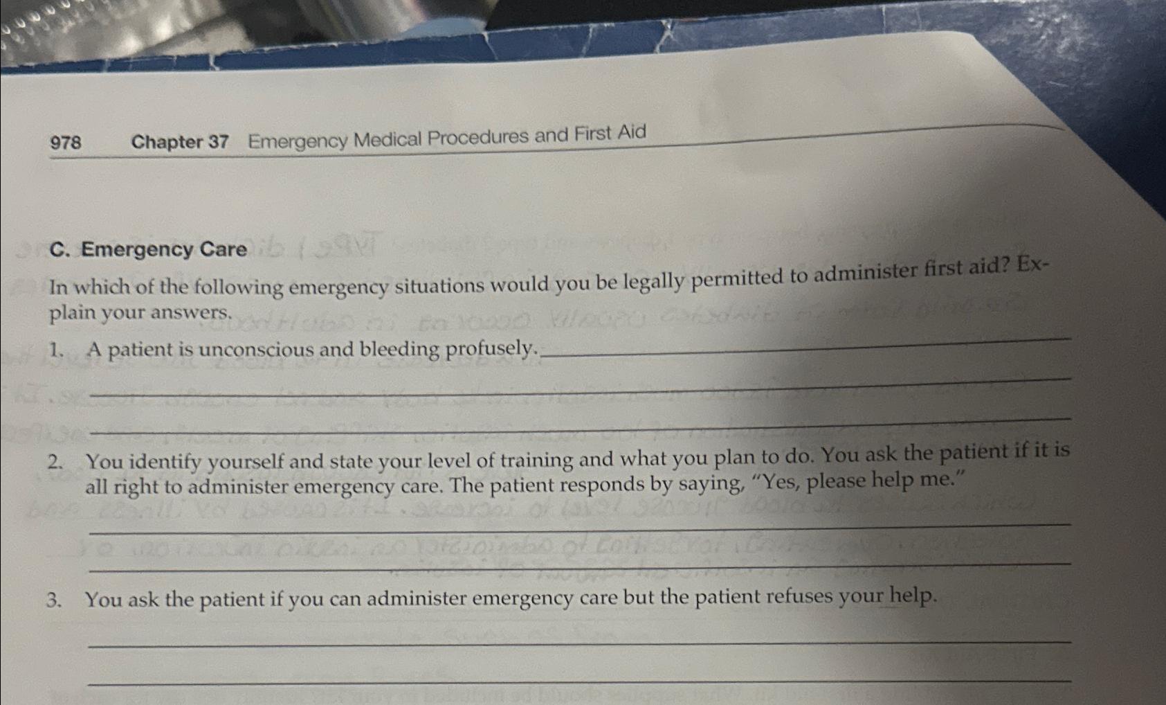 Solved 978Chapter 37 ﻿Emergency Medical Procedures and First | Chegg.com