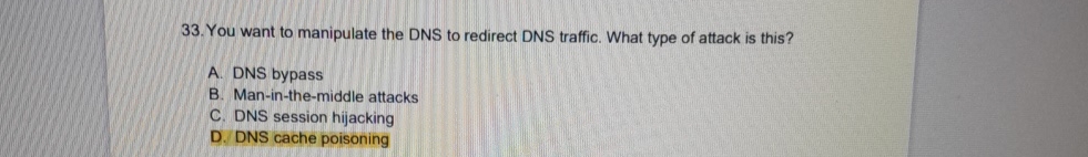 Solved You want to manipulate the DNS to redirect DNS | Chegg.com