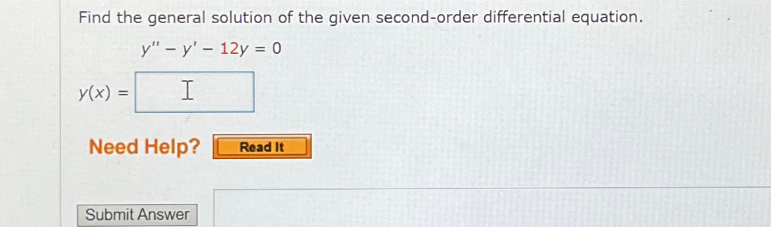 Solved Find the general solution of the given second-order | Chegg.com