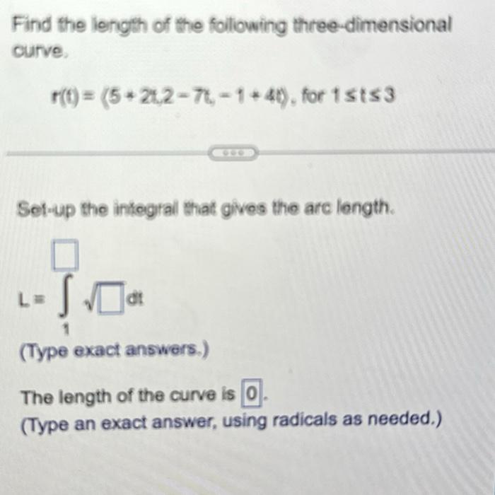 Solved Find the length of the following three-dimensional | Chegg.com