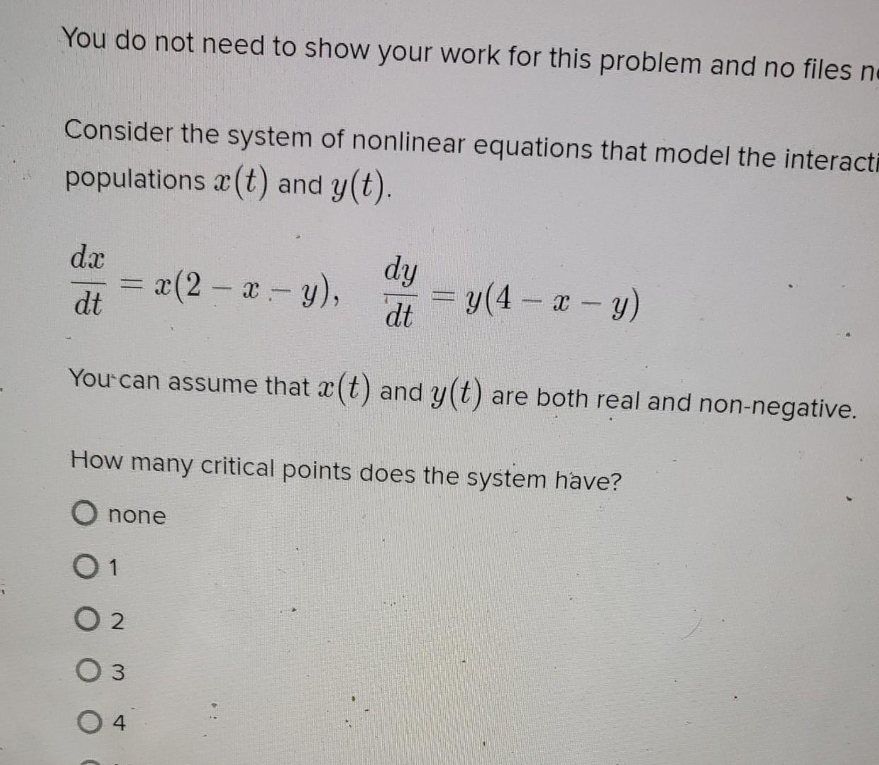 Solved Consider the system of nonlinear equations that model | Chegg.com