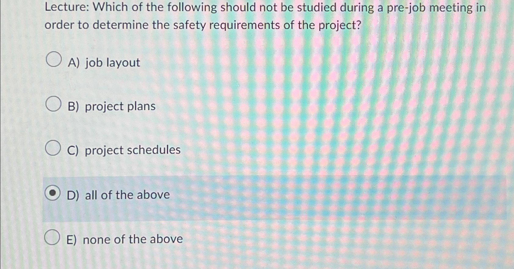 Solved Lecture: Which of the following should not be studied | Chegg.com