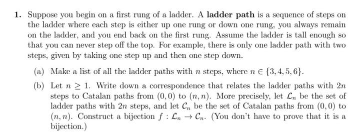 Solved 1. Suppose you begin on a first rung of a ladder. A | Chegg.com