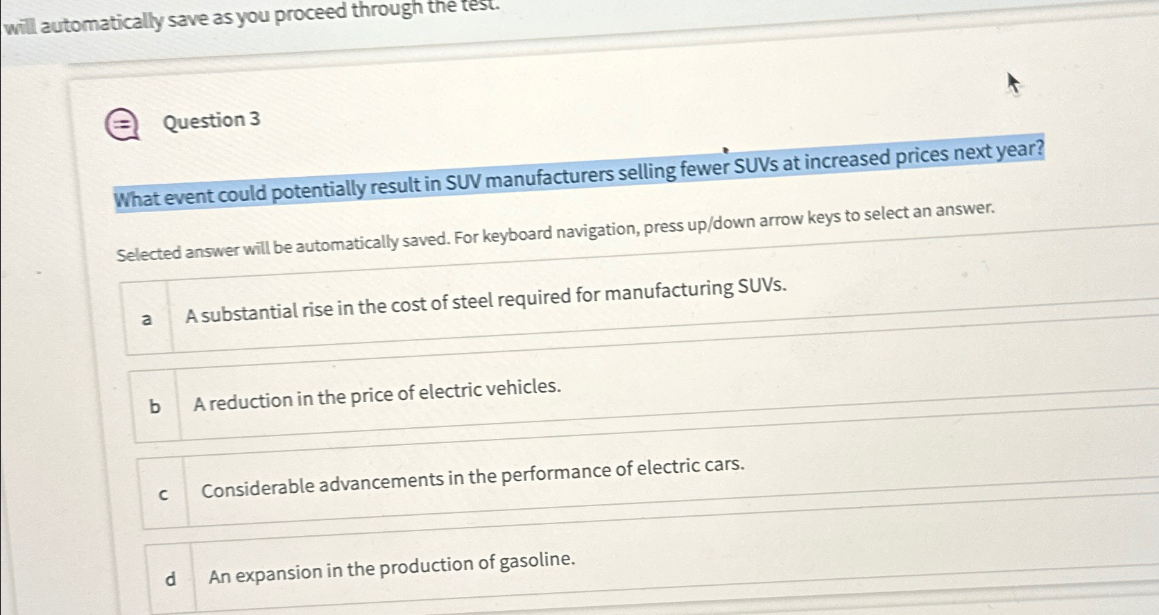 Solved will automatically save as you proceed through the | Chegg.com