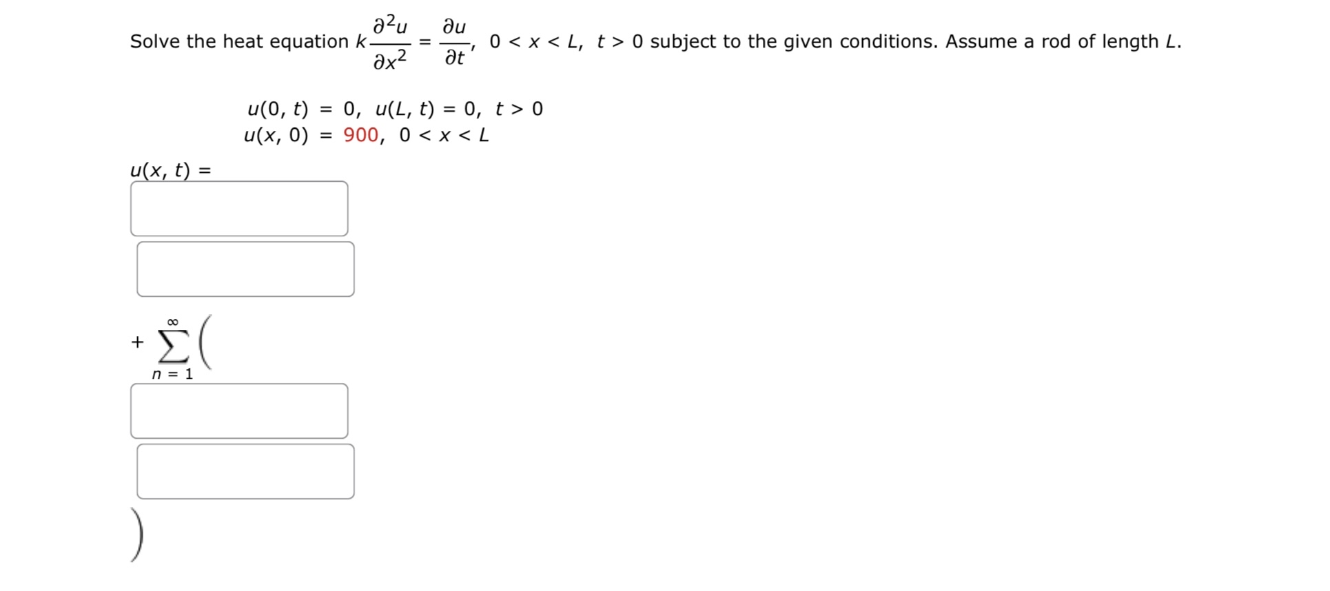 Solved Solve the heat equation kd2udx2=dudt,L ﻿Subject to | Chegg.com