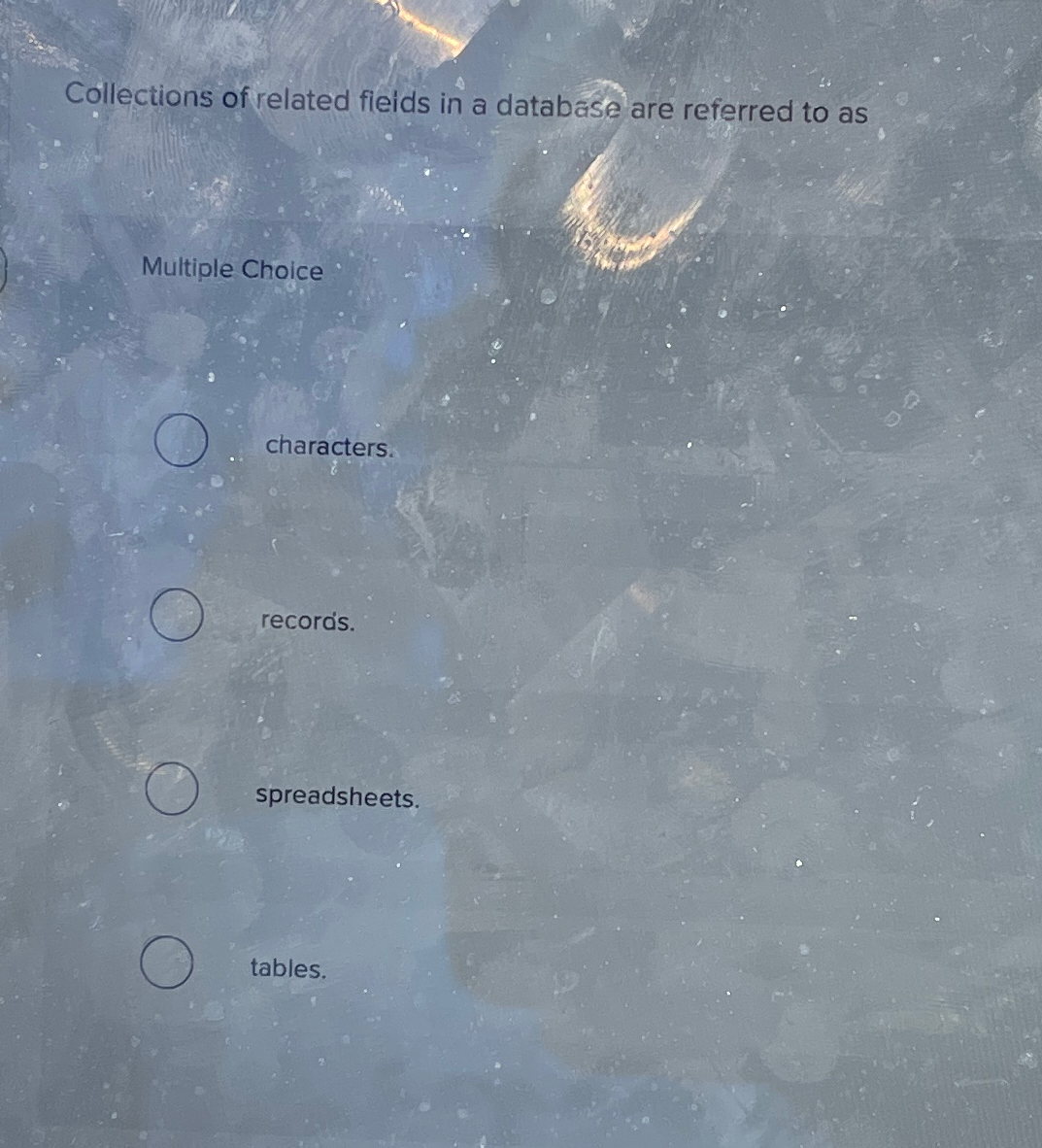 Solved Collections of related fieids in a database are | Chegg.com