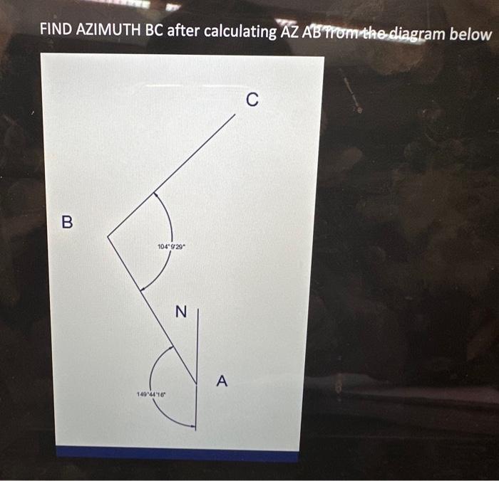 Solved FIND AZIMUTH BC after calculating AZ AB Trom the | Chegg.com