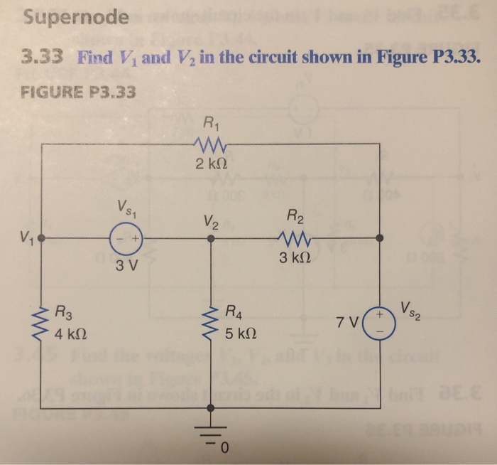 Solved Supernode 3.33 Find Vi1 and V2 in the circuit shown | Chegg.com