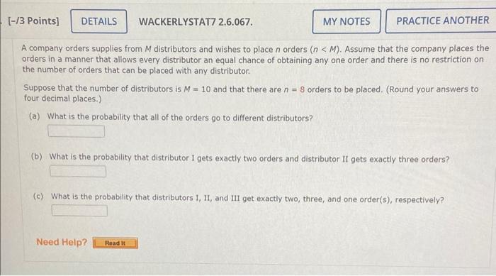 Solved A company orders supplies from M distributors and | Chegg.com