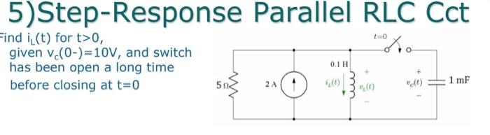 Solved 5)Step-Response Parallel RLC Cct the Find i(t) for | Chegg.com