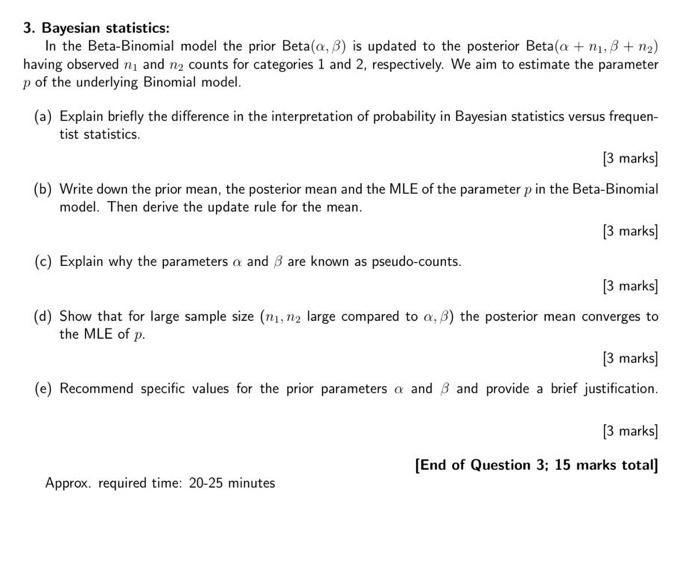Solved 3 Bayesian Statistics In The Beta Binomial Model