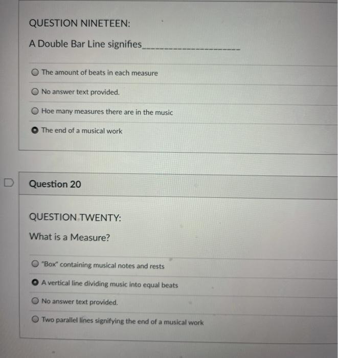 Solved QUESTION NINETEEN: A Double Bar Line signifies_ The | Chegg.com