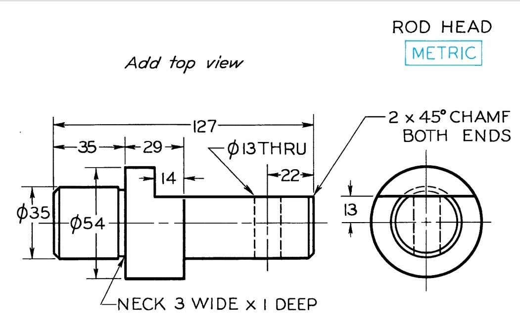 draw top view, isometric view and 3d model of this | Chegg.com