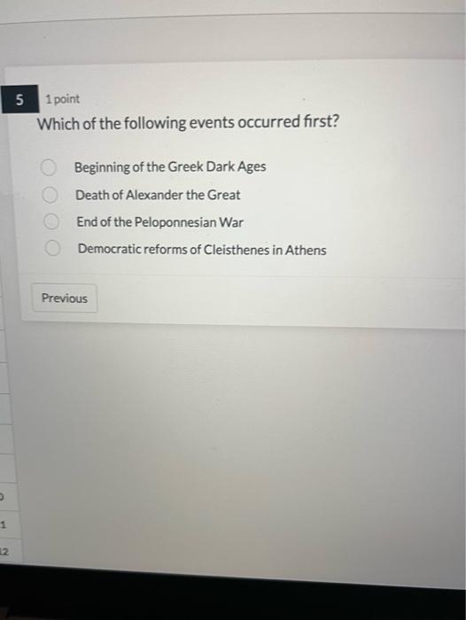 Which of the following events occurred first? | Chegg.com